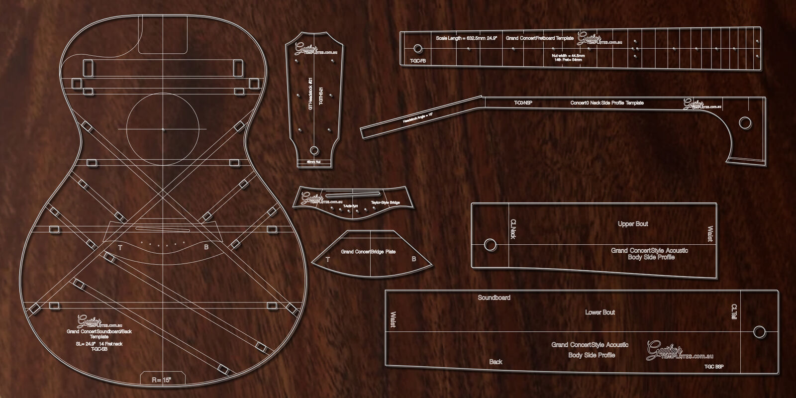 Grand Concert 6 String Acoustic Template Set - Guitar Templates
