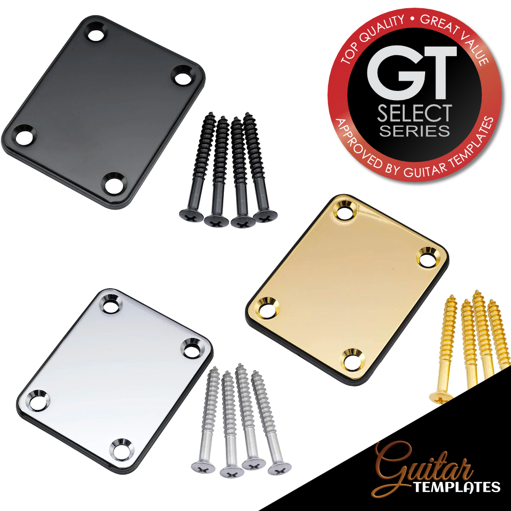 Curved 4-hole neck plate for guitar or bass