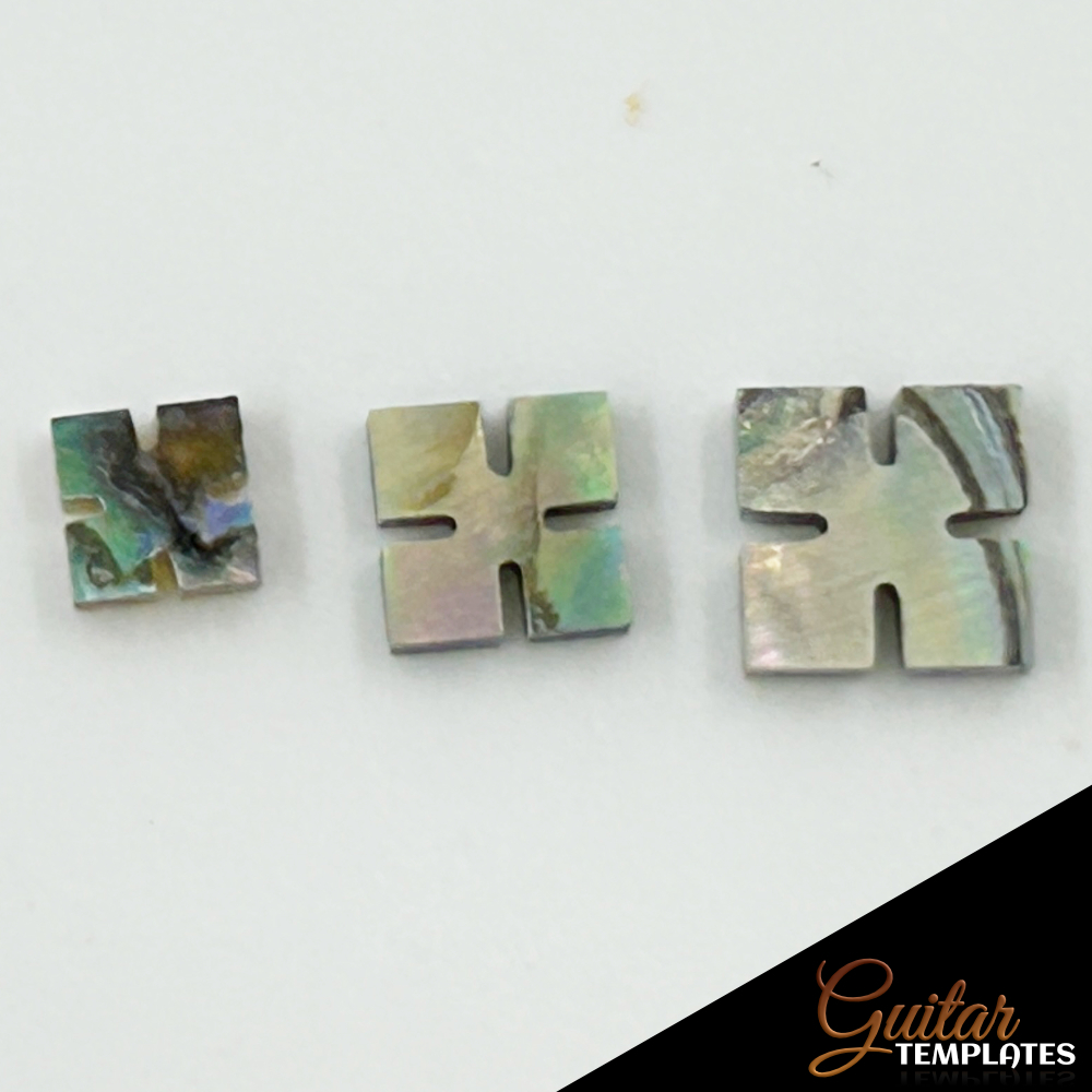 Paua Notched Squares Inlays - Available in 3 sizes - Guitar Templates