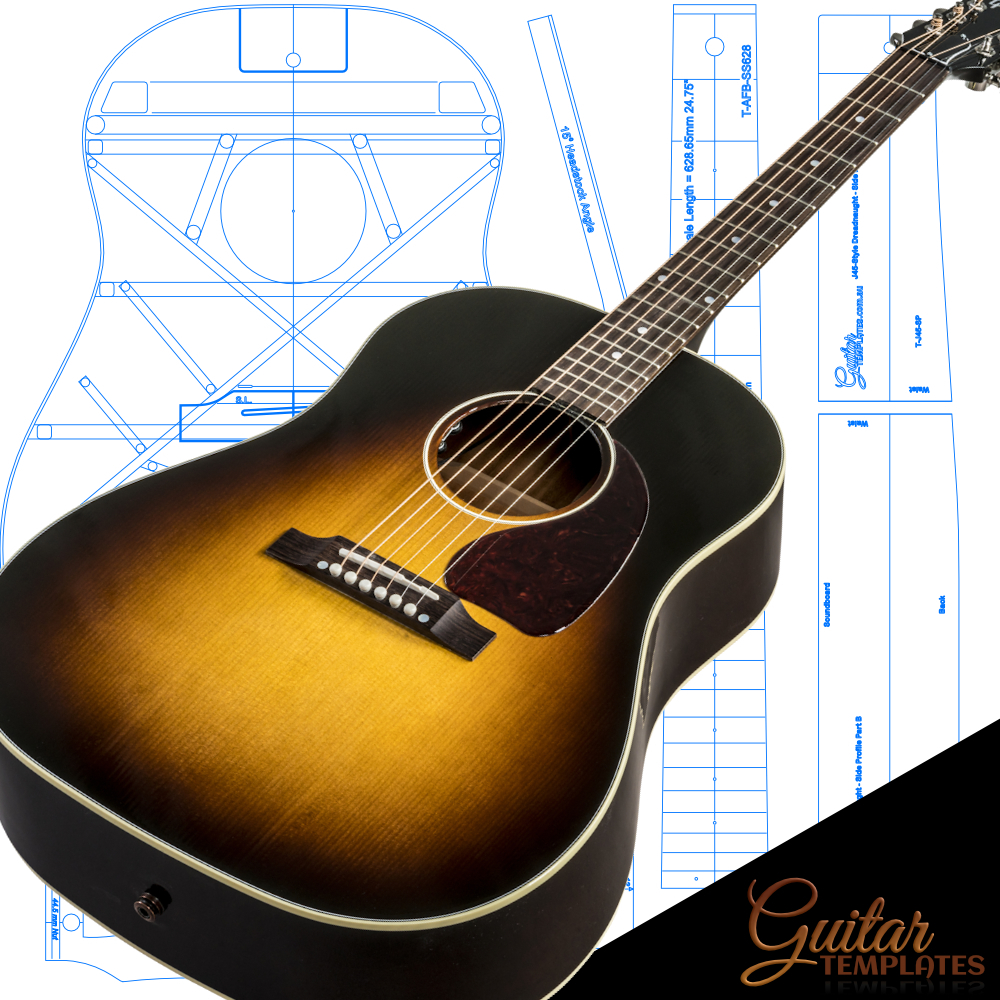 J45-Style Acoustic Template Set - Guitar Templates
