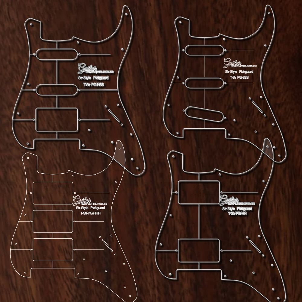 STR-Style Pick Guard Templates 4 options - Guitar Templates