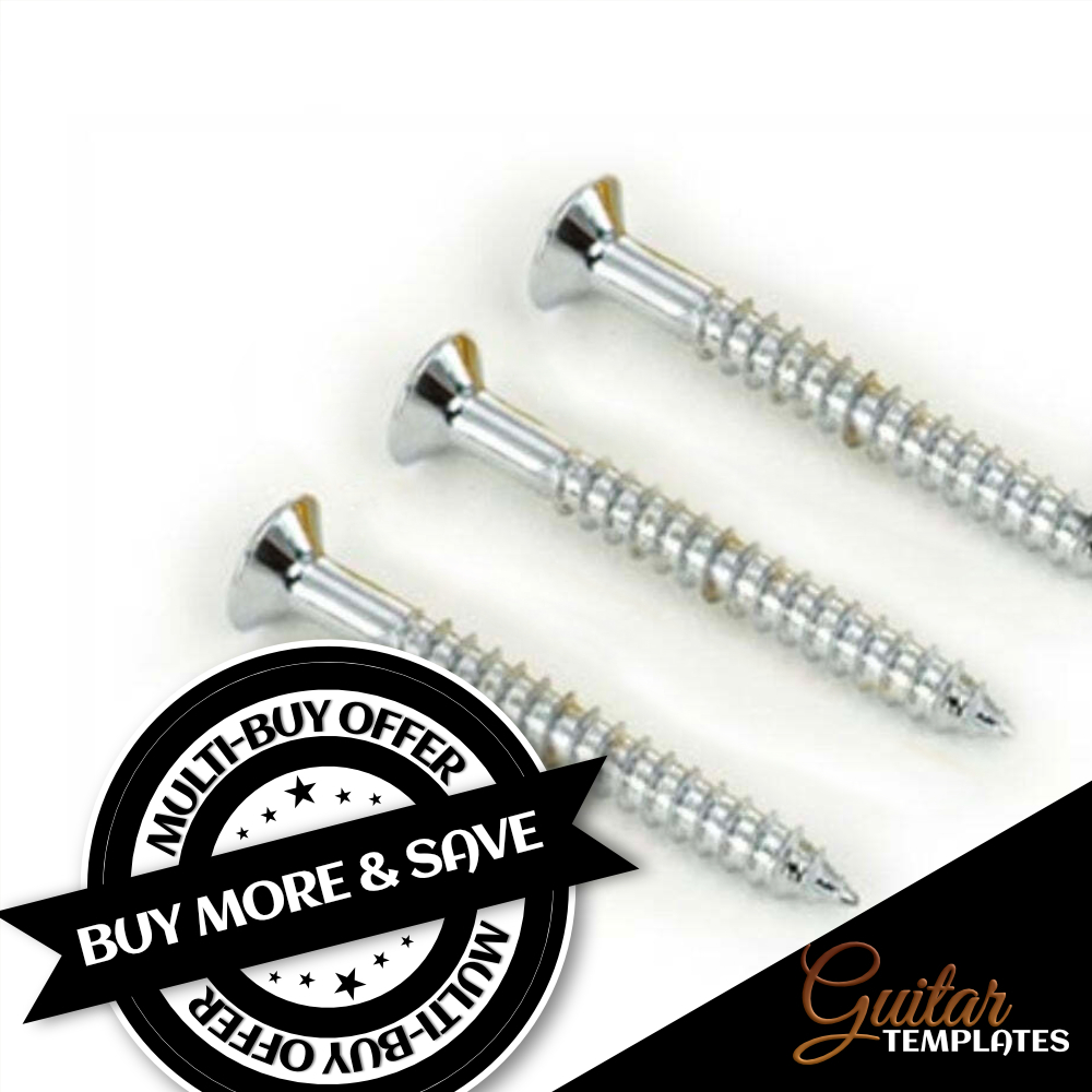 Chrome Neck Attachment Screws - Pack of 4 - Guitar Templates